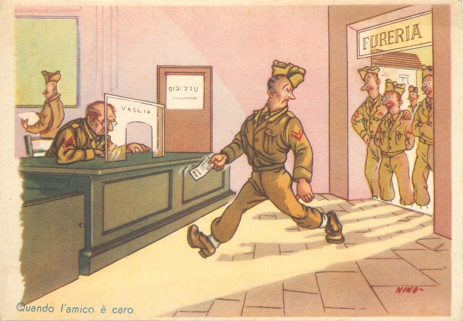 Italian military humor comic soldiers caricatures signed Nino Palazzo ...