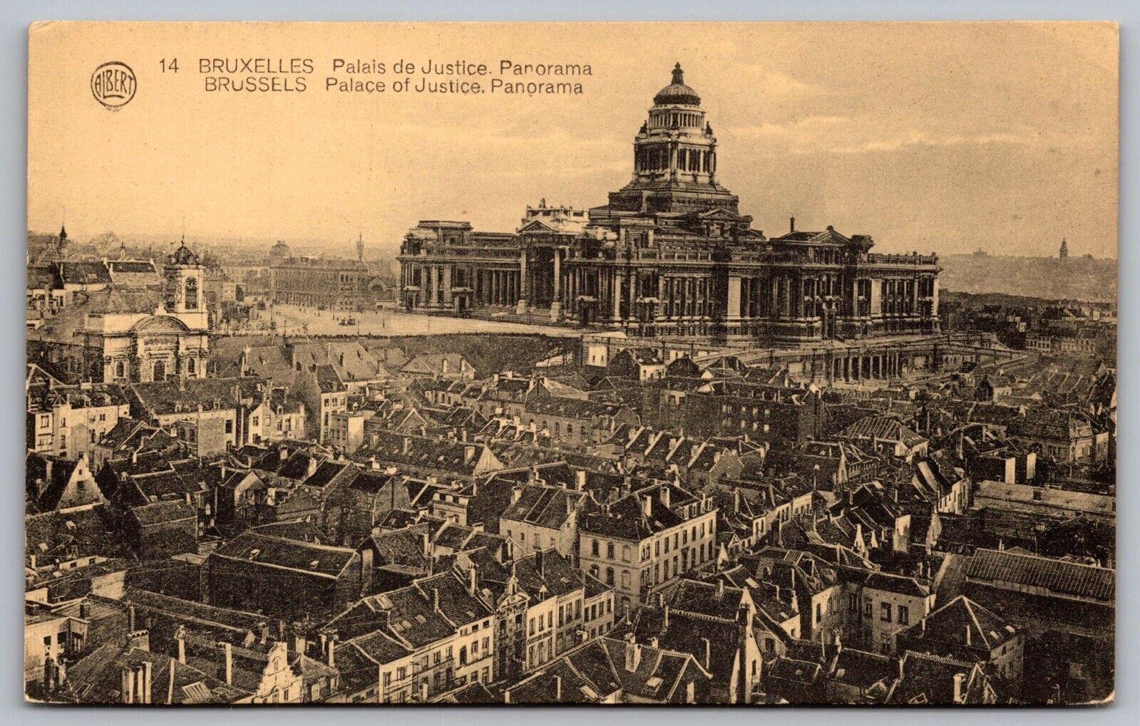 Brussels Belgium Palace Of Justice Scenic Birds Eye View BW UNP ...