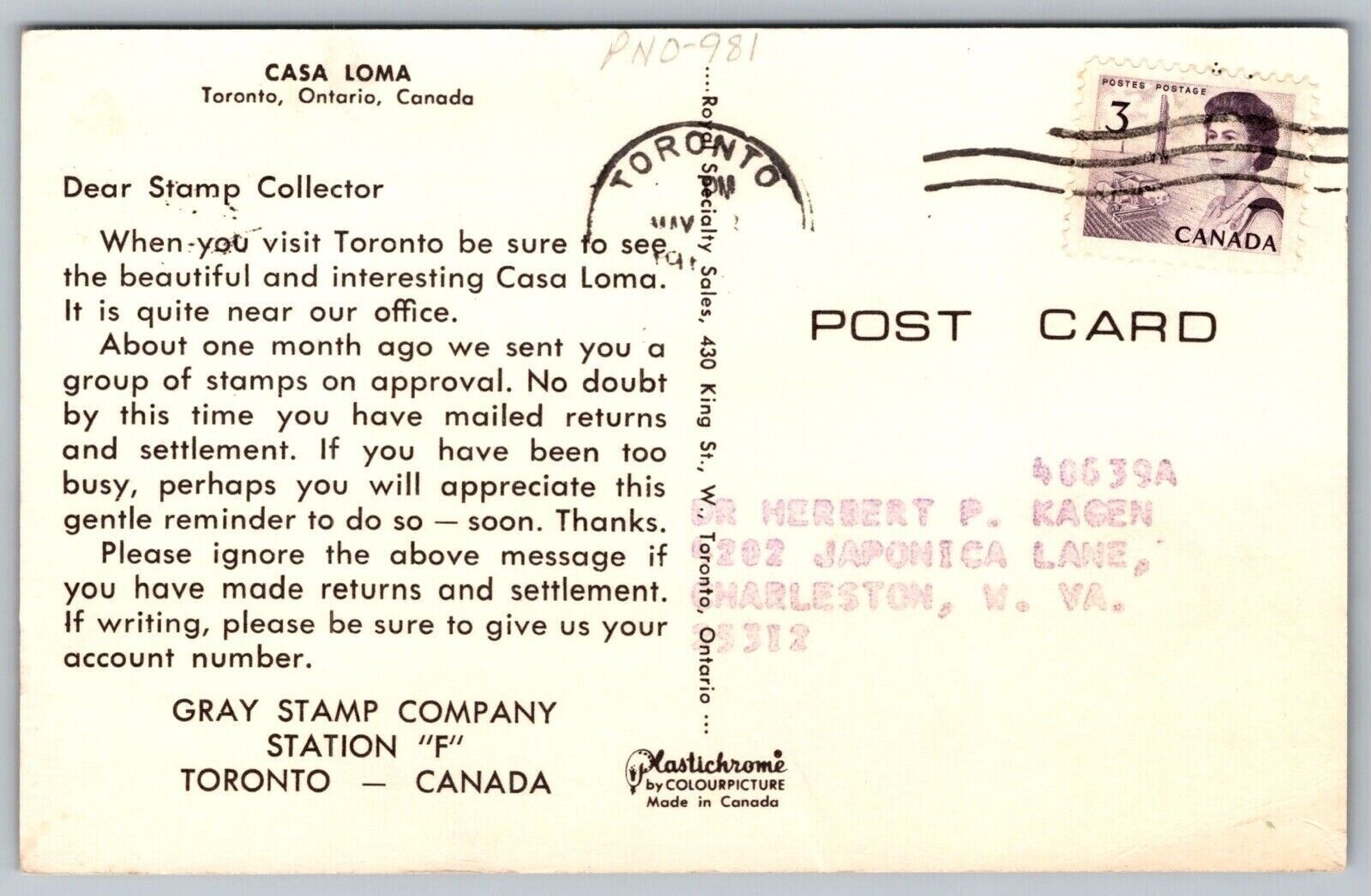 Casa Loma Toronto Ontario Canada Birds Eye View Castle Mansion Vintage ...