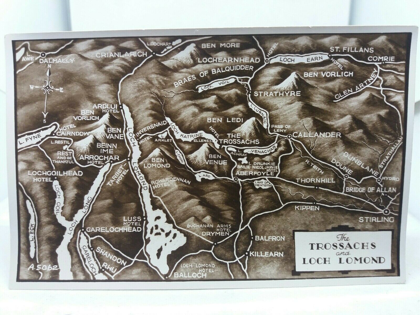 Antique Postcard Map of the Trossachs and Loch Lomond Stirling c1920s ...