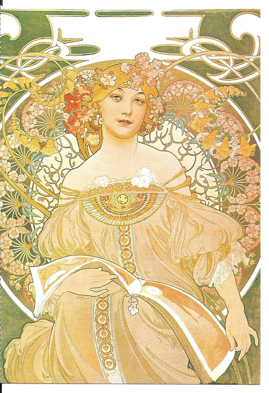Postcard Alphonse Mucha Paris 1896 One of Graphic Panel Art Nouveau PCs ...