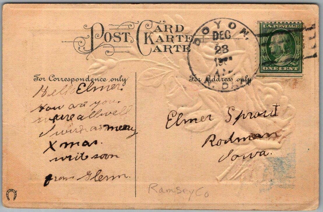 Vintage 1900s DOYON, North Dakota Embossed Greetings Postcard Poem ...