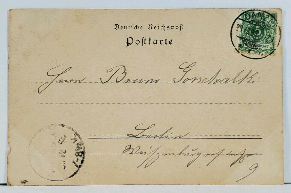 Poland Danzig Gruss aus Neufahwasser Harbor Port Railroad 1898 Postcard ...