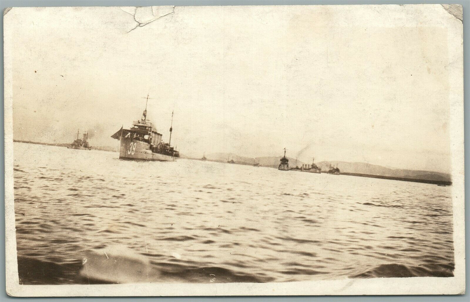 Military Ship USS Emory S Land Submarine Tender Antique Real Photo ...