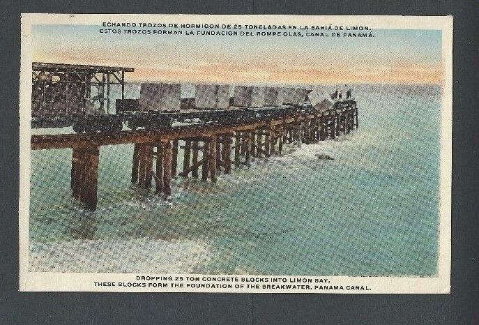 Ca 1906 PPC Limon Bay CZ Panama Dropping 25 Ton Blocks Mint | Latin ...