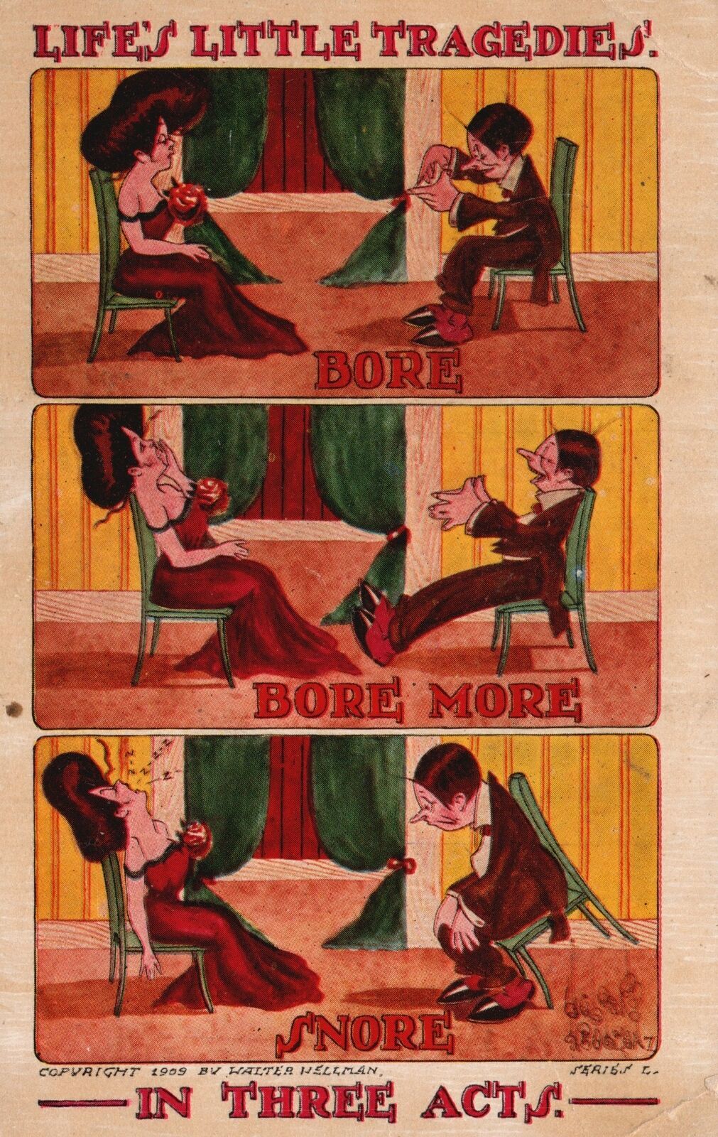 Vintage Postcard 1913 Life's Little Tragedies In Three Acts Bore More ...