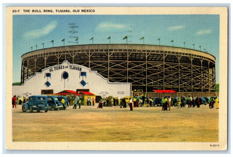 1939 Bull Ring Tijuana Old Mexico Stadium Entrance Crowd Scene Postcard ...