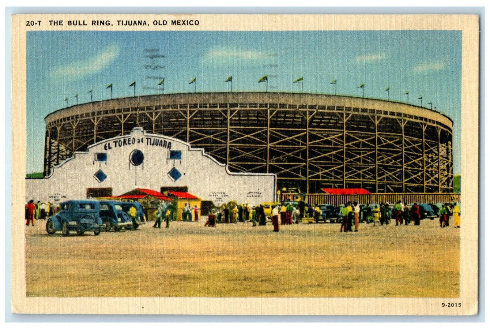 1939 Bull Ring Tijuana Old Mexico Stadium Entrance Crowd Scene Postcard ...