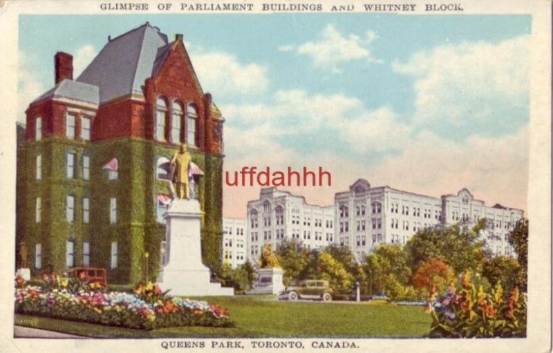 Glimpse of Parliament Buildings and Whitney Block Queens Park ONT ...