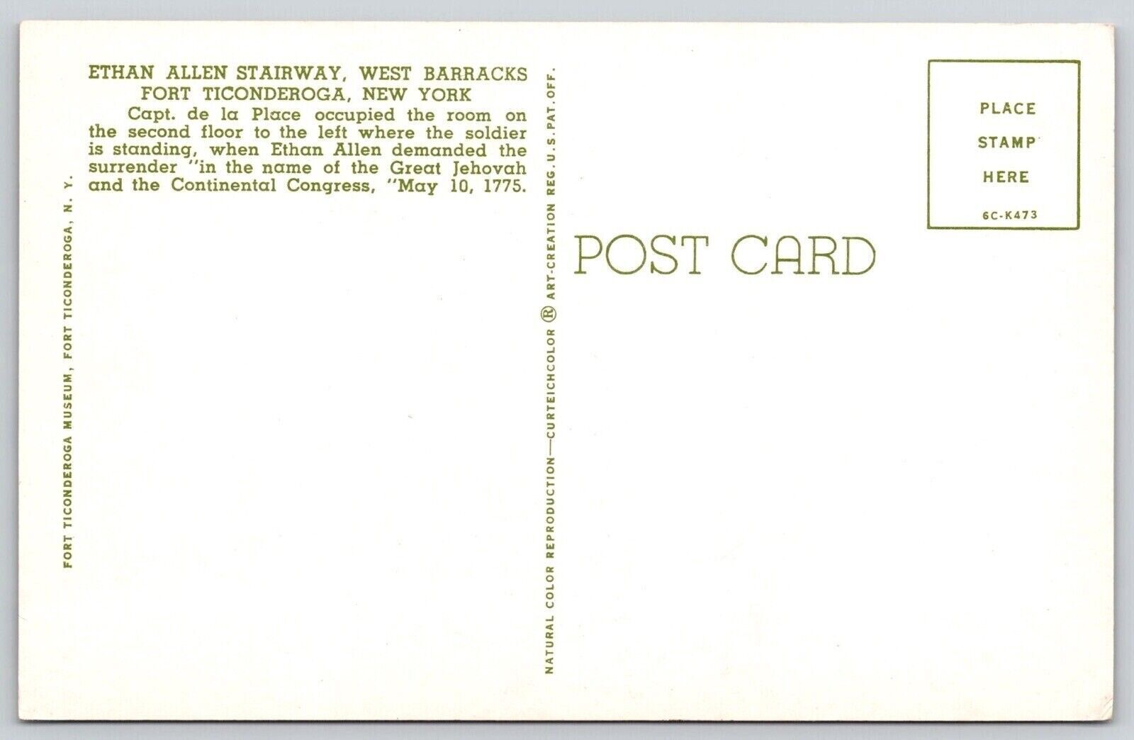 Ethan Allen Stairway West Barracks Fort Ticonderoga New York Historical ...