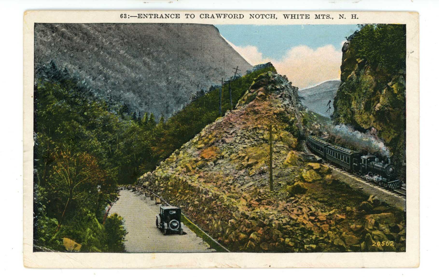 NH - Crawford Notch. Maine Central Railroad Gateway Cut & Train ...