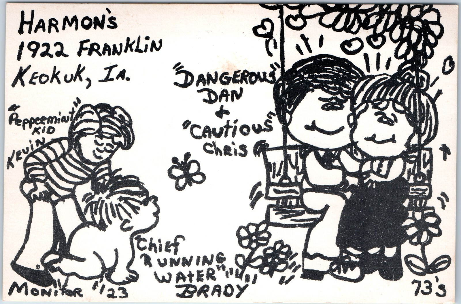 c1970s Keokuk, IA Dog Comic Kids Swing Art QSL Radio Card Harmon ...