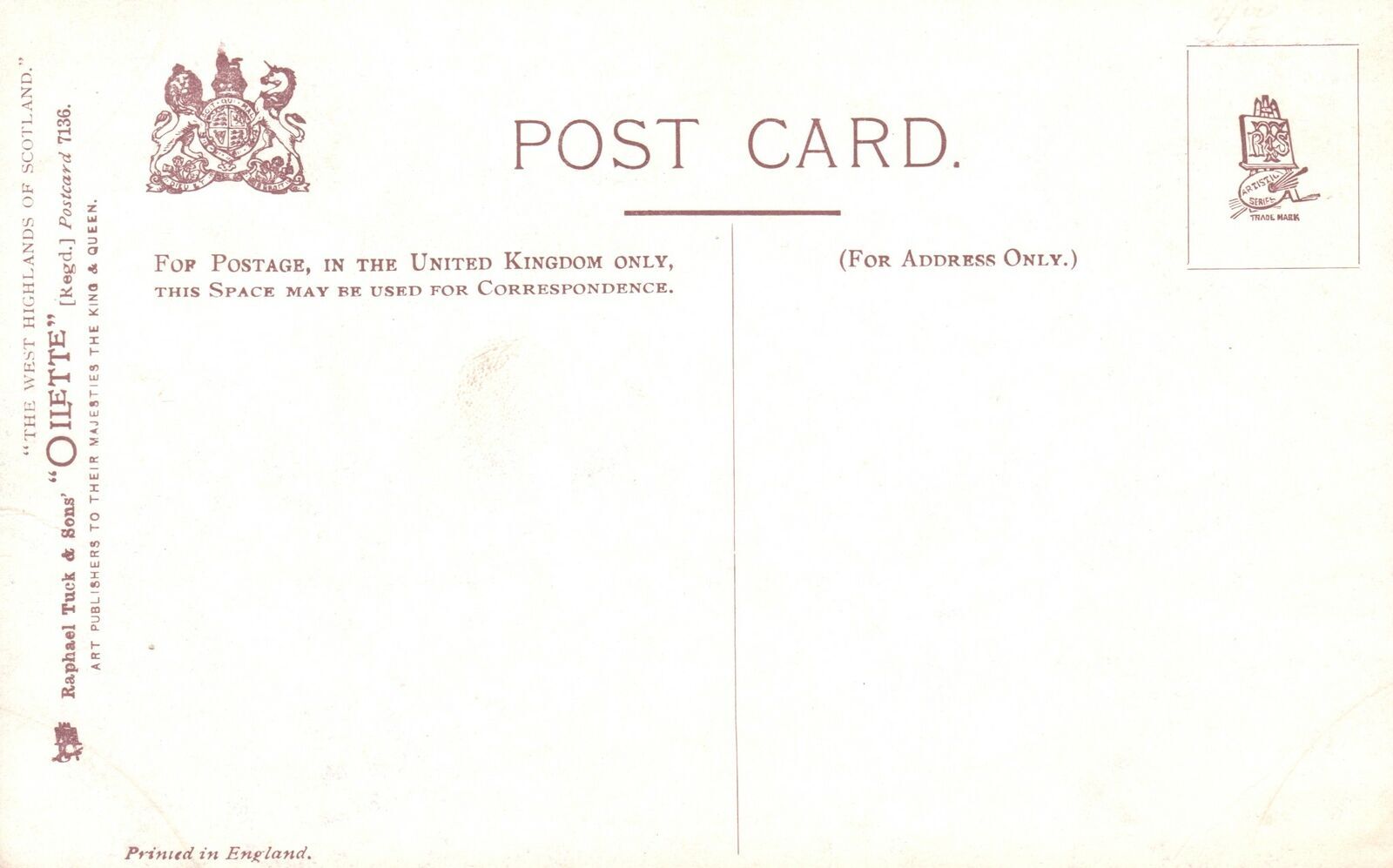 Vintage Postcard 1910's View of Loch Awe and Ben Lui Scotland Artwork ...