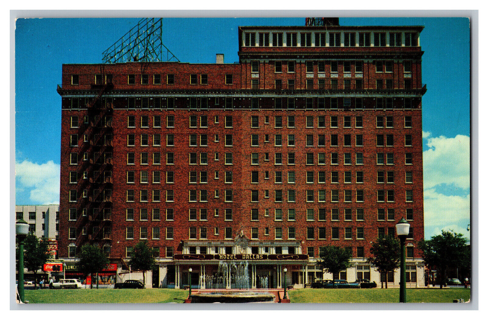 Hotel Dallas Dallas Texas Postcard Old Cards Coca Cola Sign Water ...
