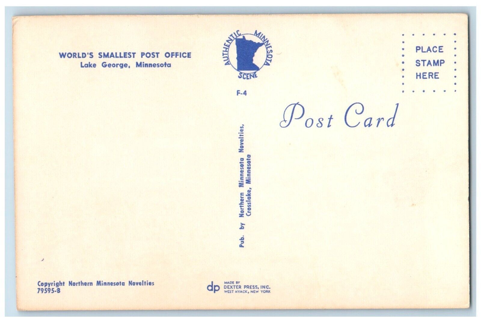 Lake George Minnesota Postcard Worlds Smallest Post Office Building ...