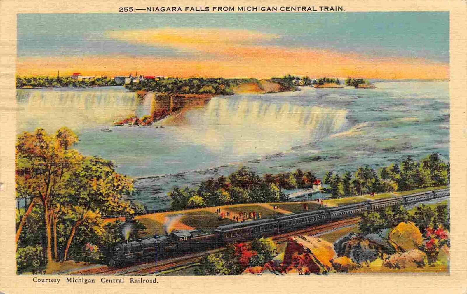 Michigan Central Railroad Train Niagara Falls New York 1941 linen ...