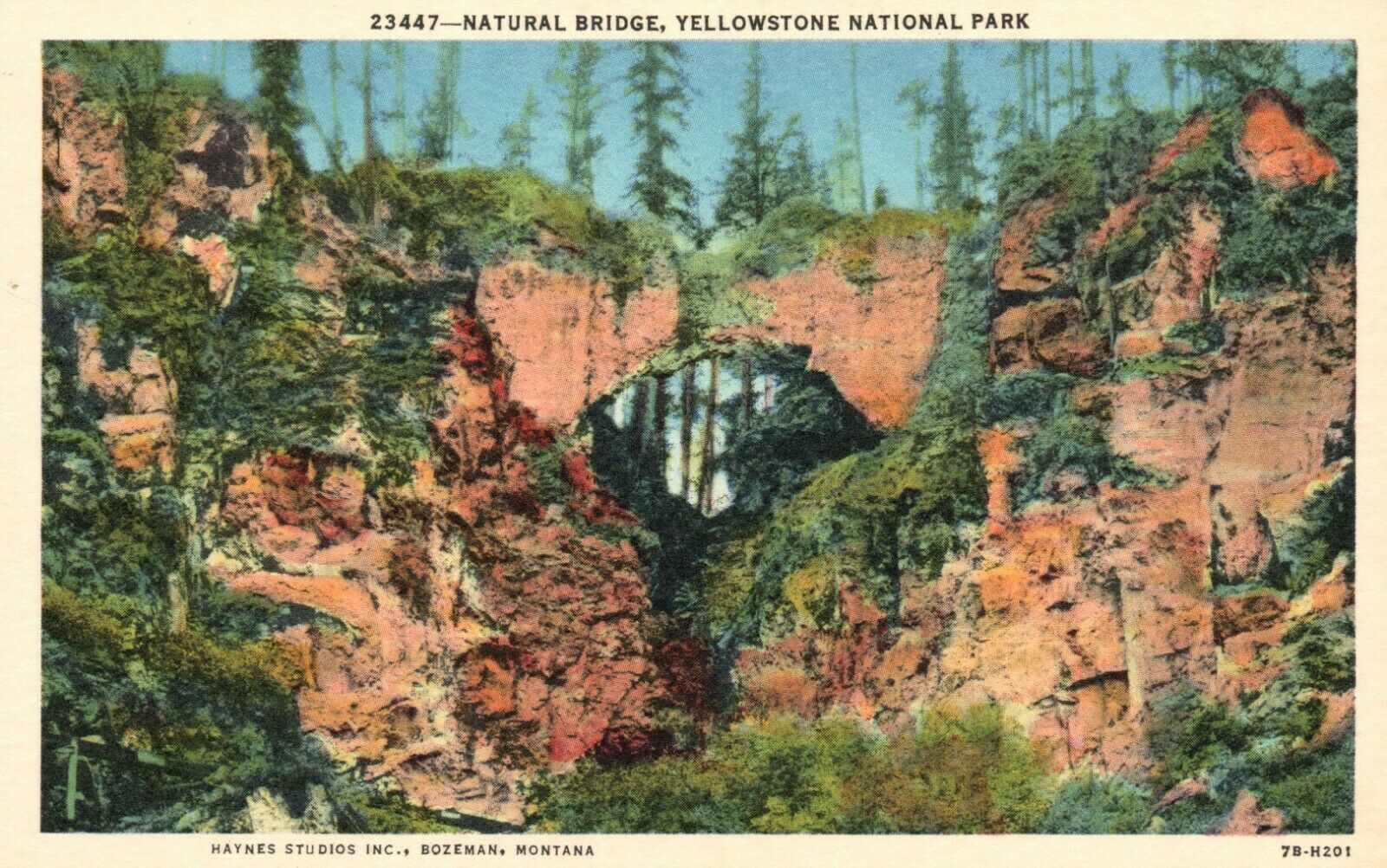 Vintage Postcard 1920's Natural Bridge Yellowstone National Park Stream ...