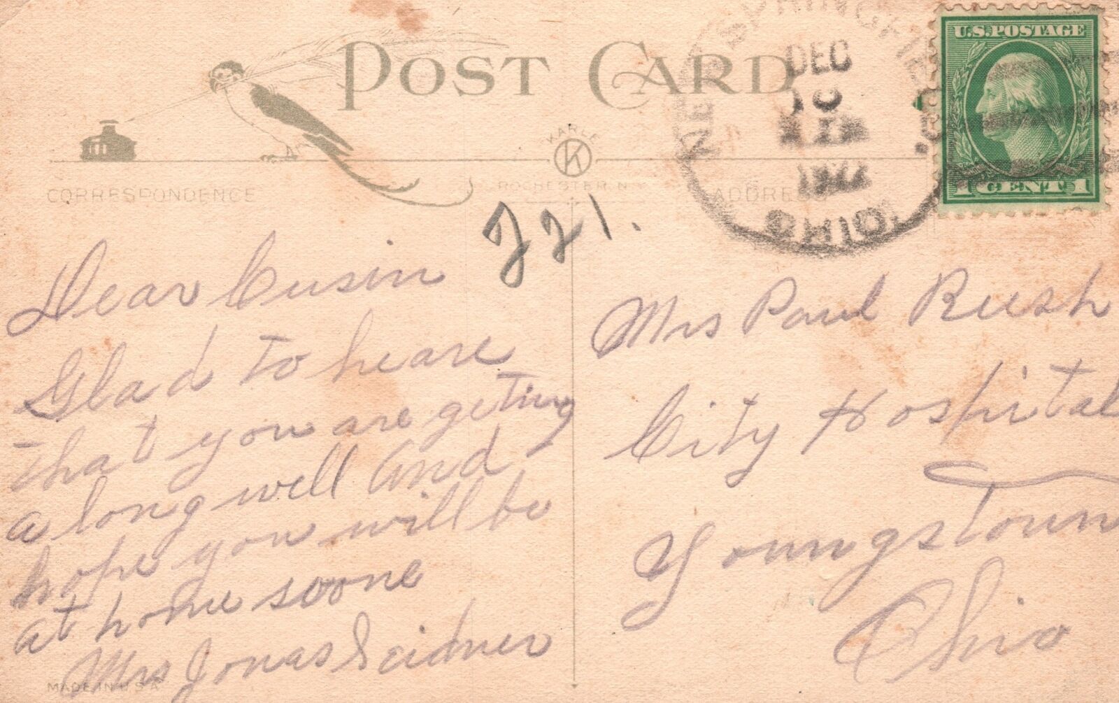 Vintage Postcard 1910's To My Friend Little Good Luck Card Rainbow ...