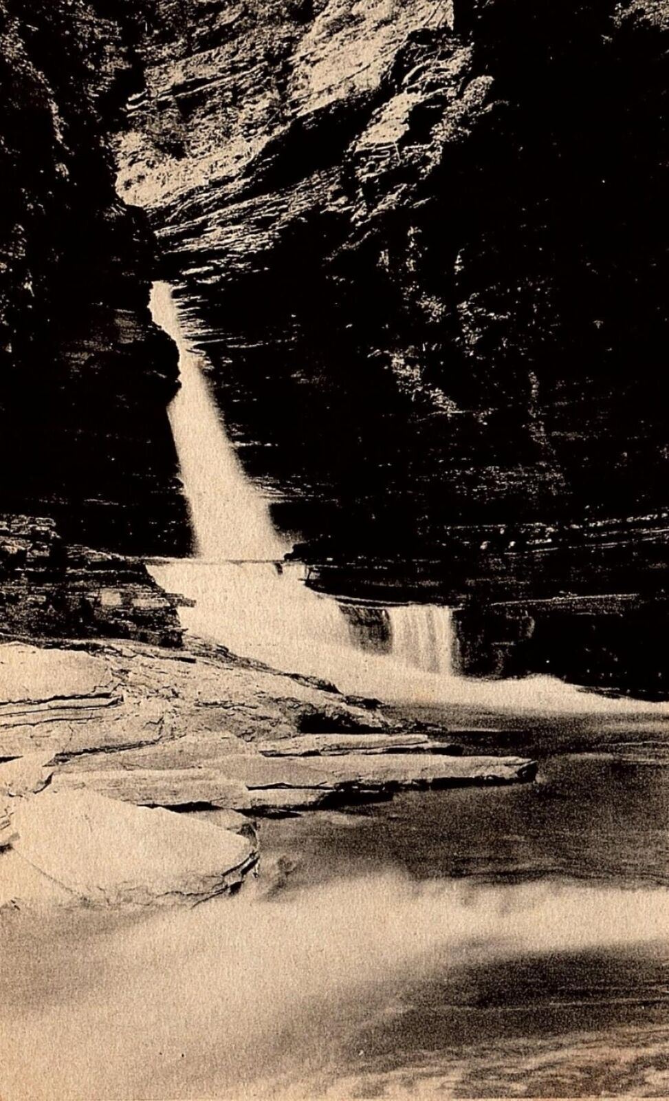 1930s Watkins Glen New York Central Cascade Waterfall Lithograph ...