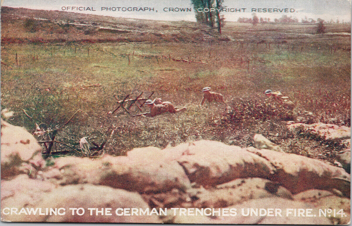 Soldiers Crawling to German Trenches Under Fire No.14 WW1 Military ...