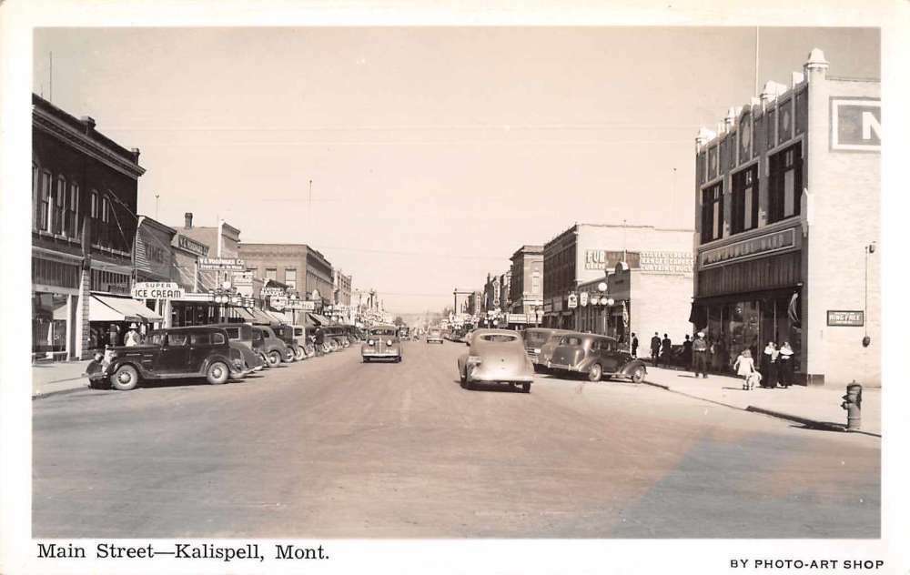 Kalispell Montana Main Street Ice Cream Sign Real Photo Postcard ...