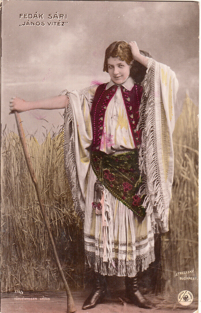 Hungarian actress Fedak Sari in " Janos Vitez " folk costume postcard ...