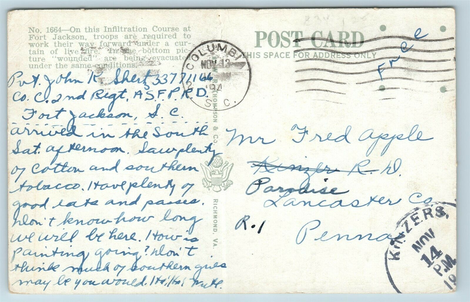 Postcard WW2 Infiltration Course at Fort Jackson SC AC11 | Topics ...