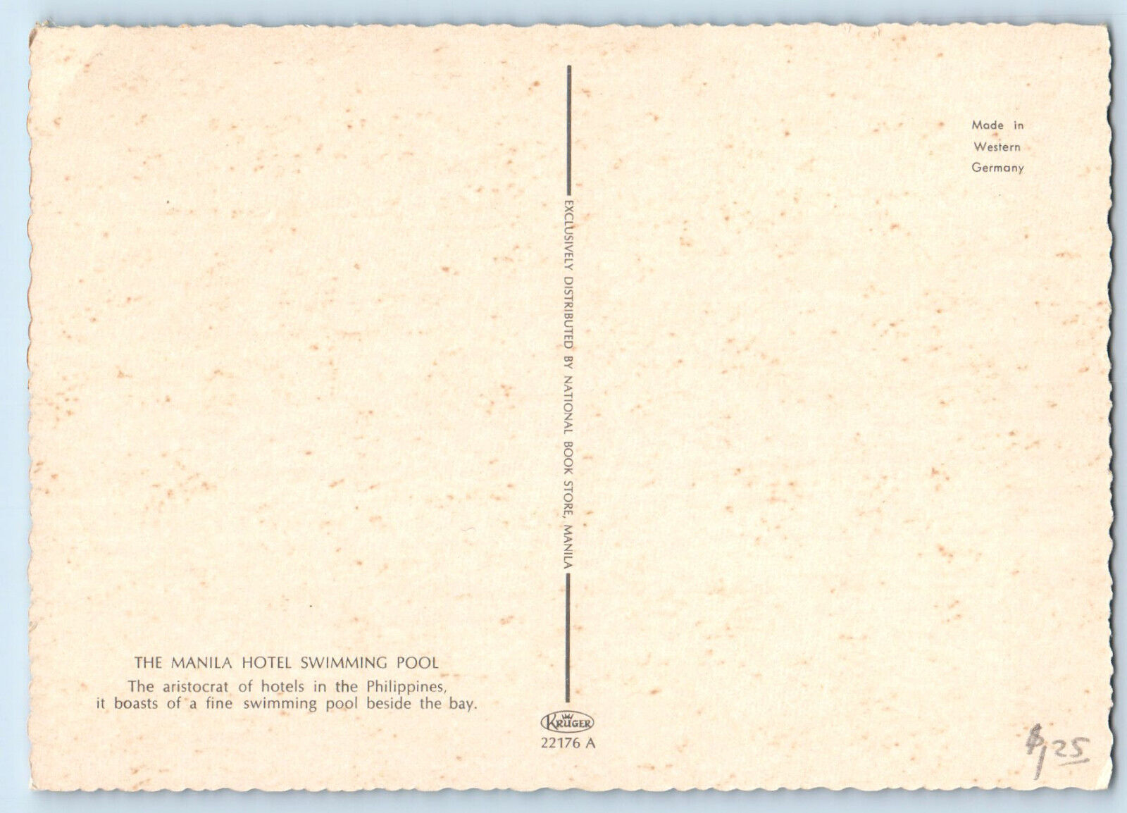 Manila Philippines Postcard Manila Hotel Swimming Pool c1950's Vintage ...