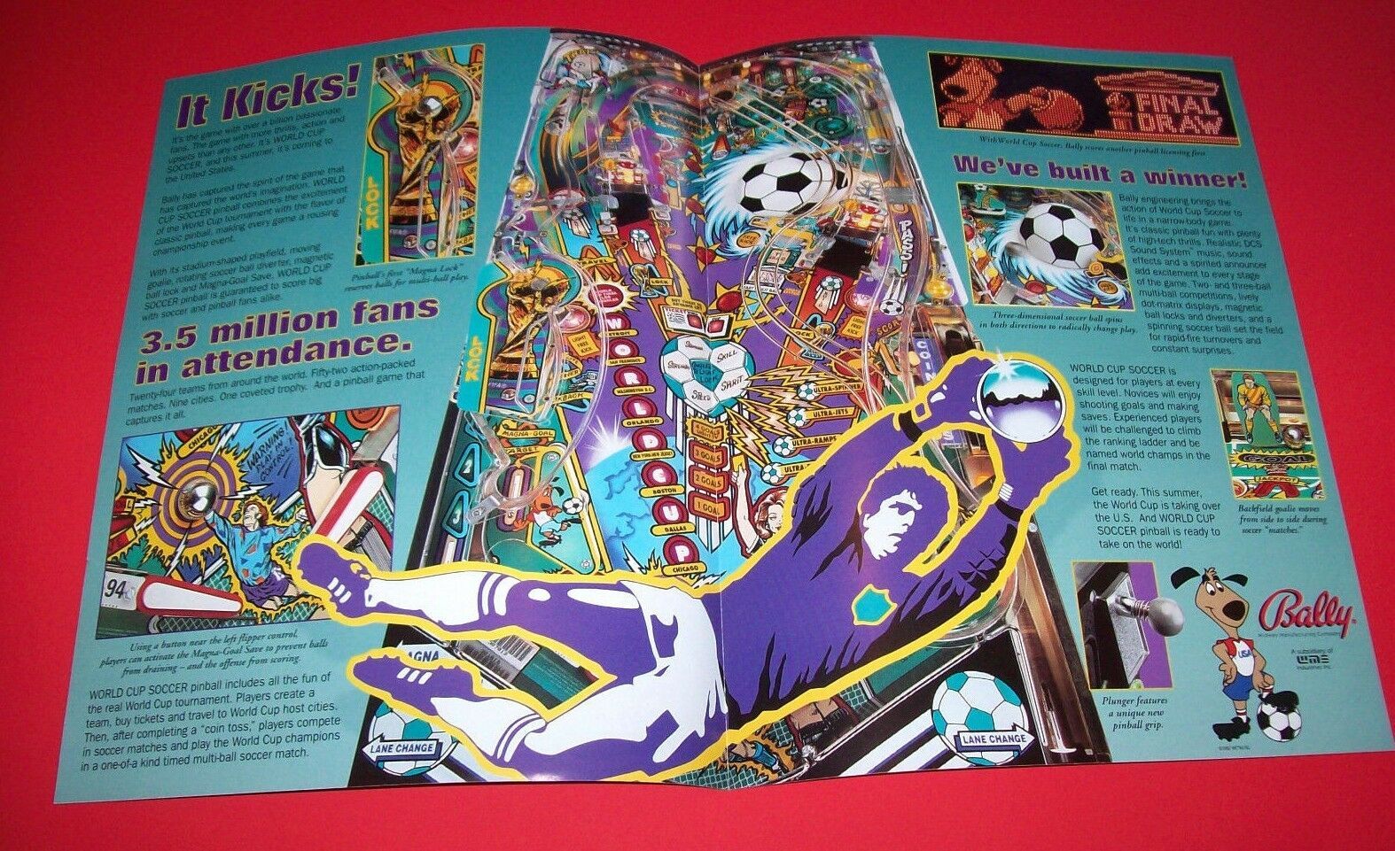 World Cup Soccer Pinball Flyer Original 1994 NOS Fifa Game Art Promo ...