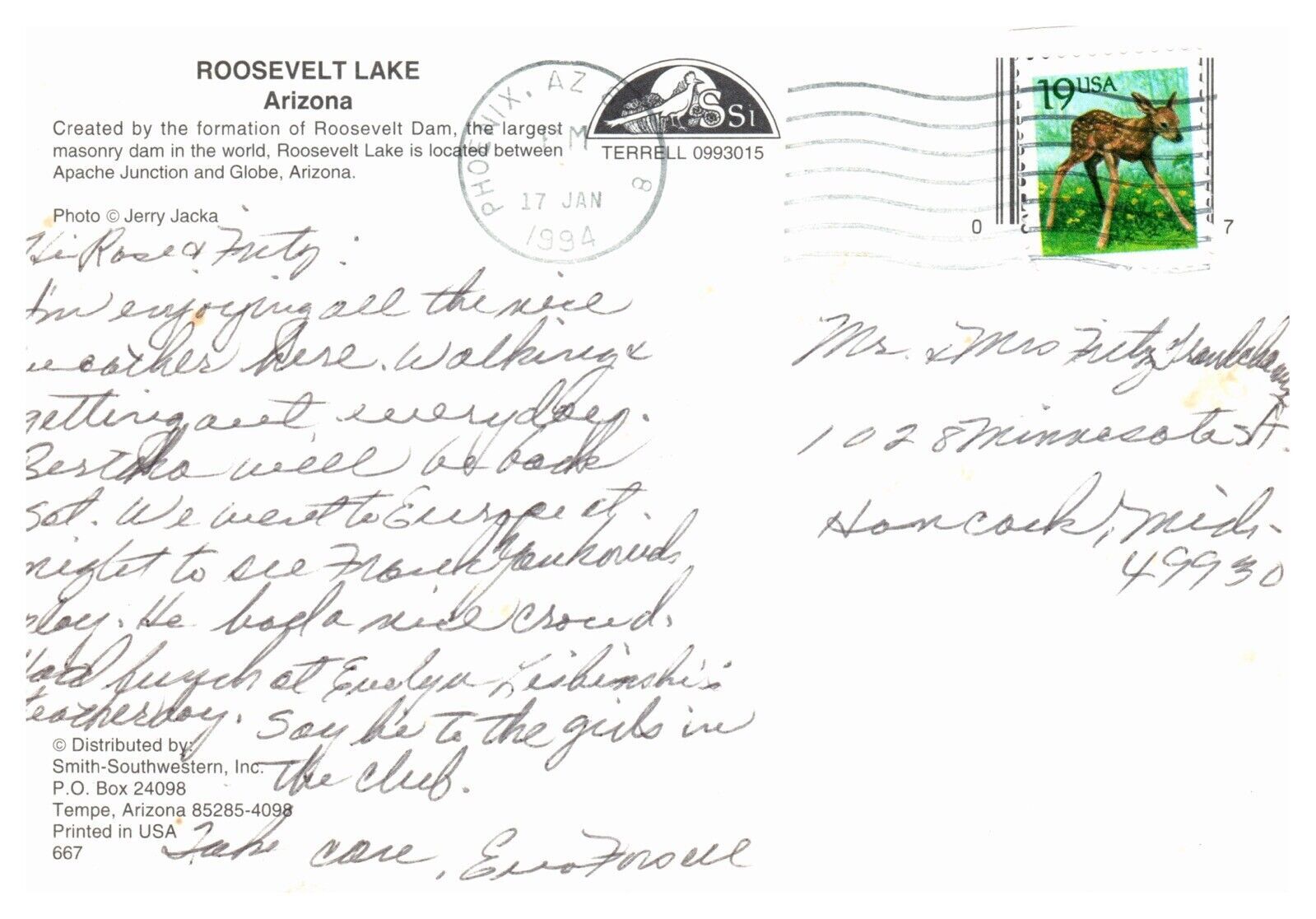 Roosevelt Lake Arizona Roosevelt Dam Aerial View Chrome Cancel WOB ...