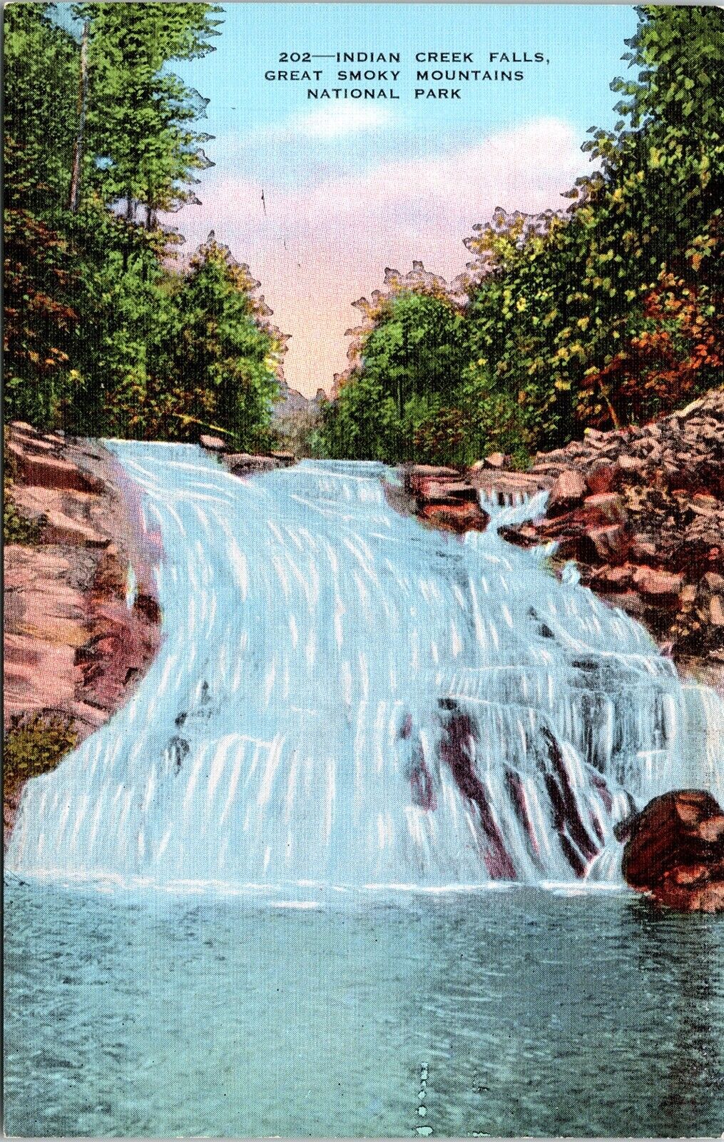 Indian Creek Falls Great Smoky Mountains National Park Postcard EC ...