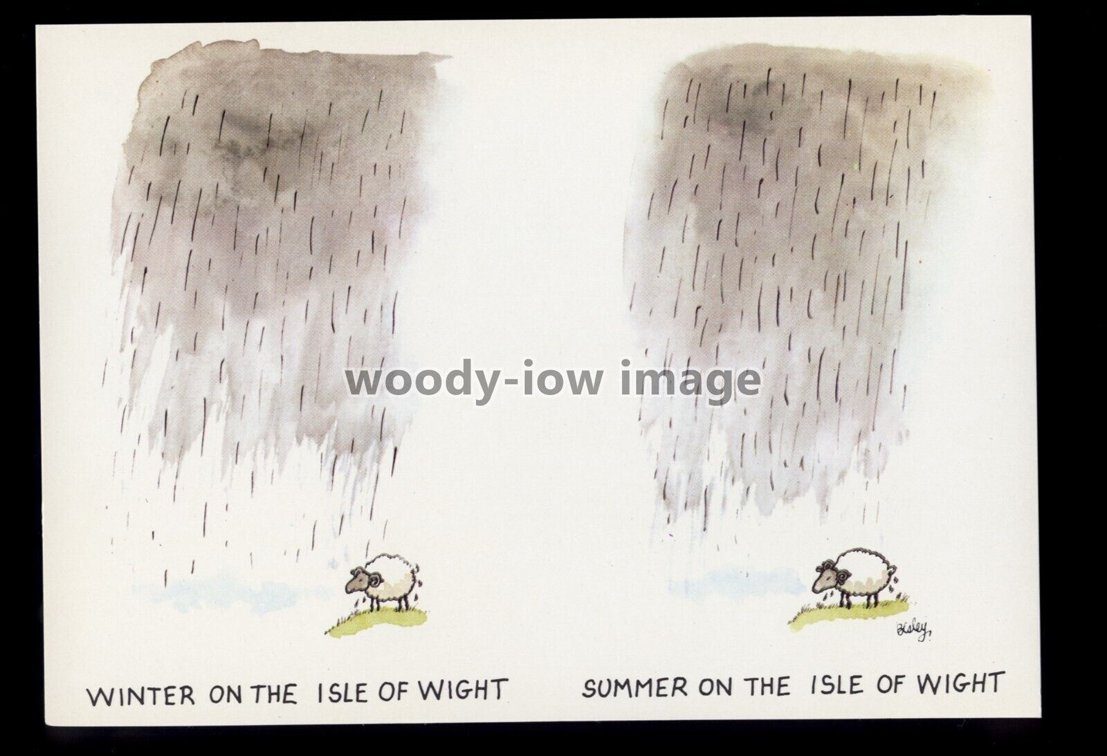 BES086 - Winter and Summer on the Isle of Wight - Besley comic postcard ...