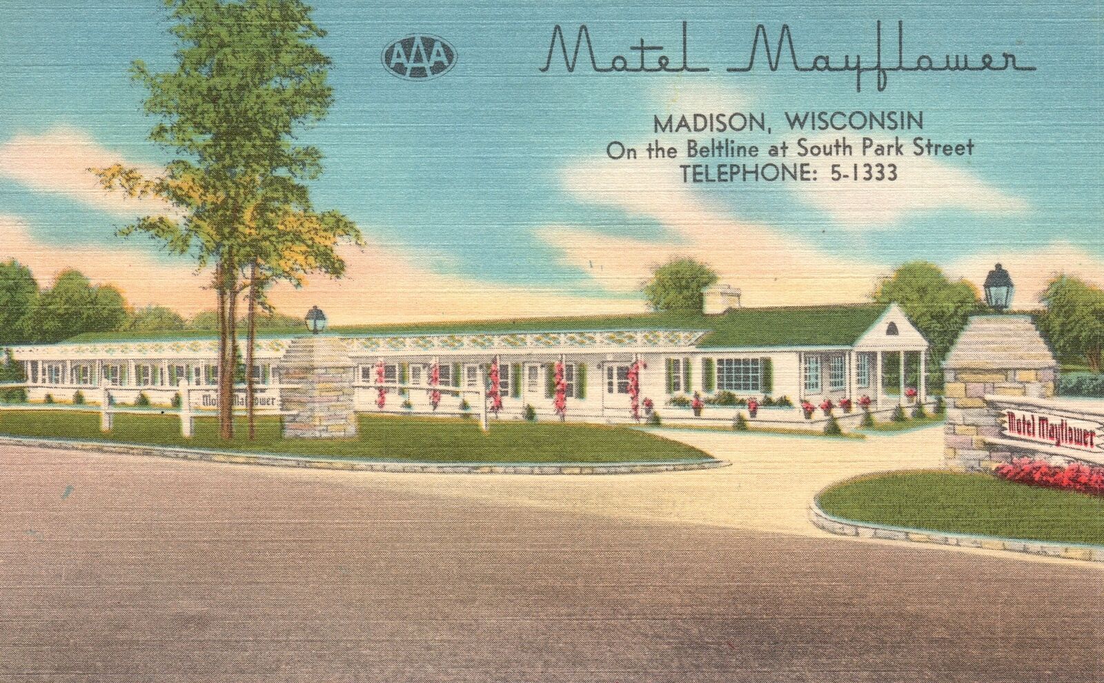 Vintage Postcard Motel Mayflower On Beltline South Park St. Madison ...