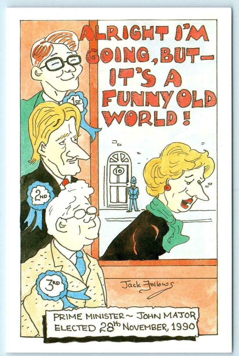 2 Postcards MARGARET THATCHER Comic Jack Follows 1990 Battle for ...