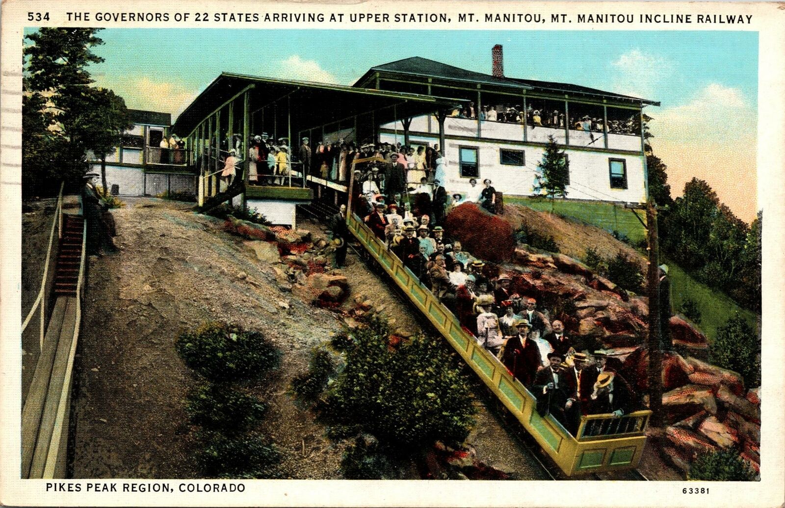 Colorado Mount Manitou Incline Railway 22 Governors Postcard used w ...