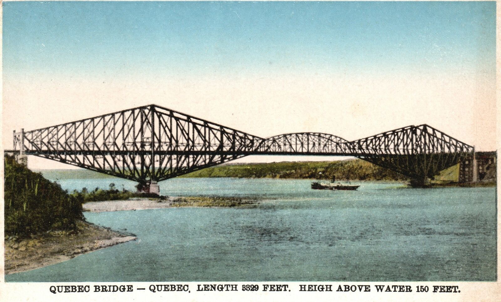 Vintage Postcard 1920's Quebec Bridge Height Above Water Canada Pub. By ...