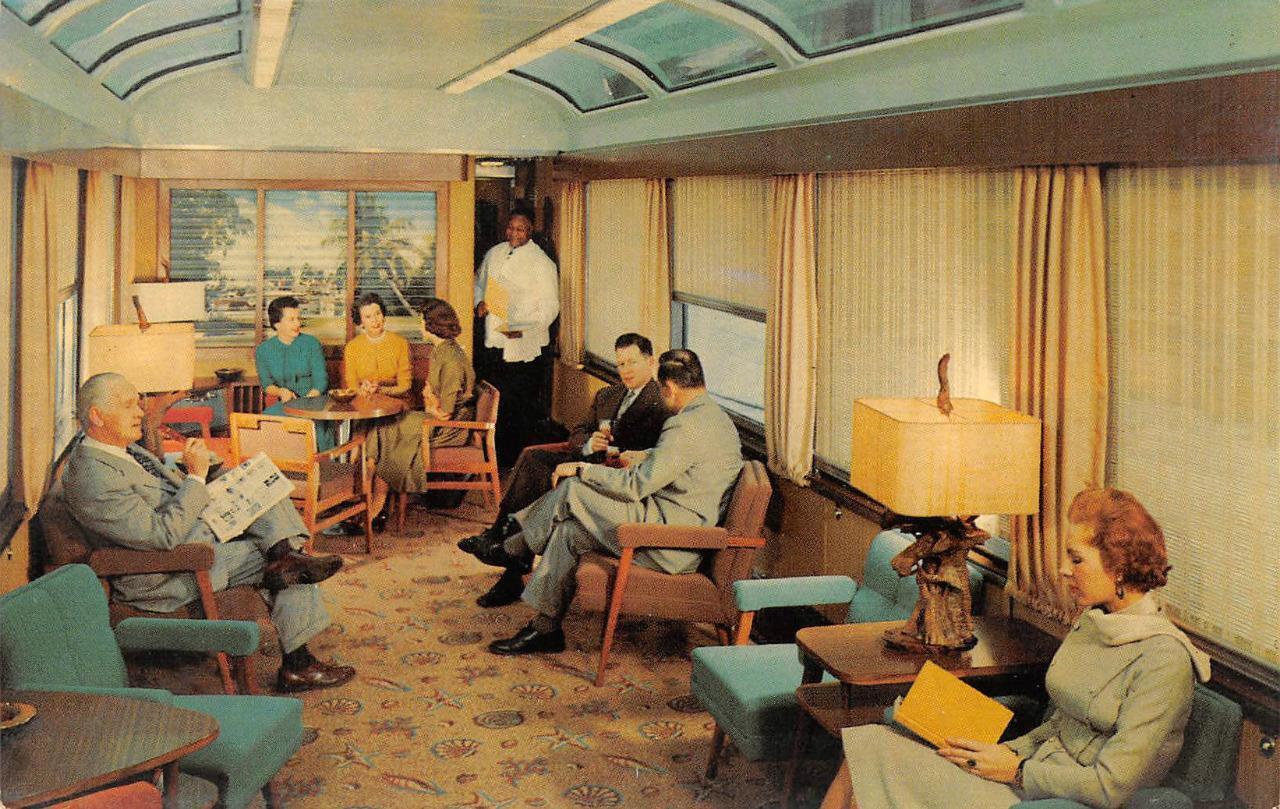 SUN LOUNGE Club Car Seaboard Railroad SILVER METEOR Train Interior ...