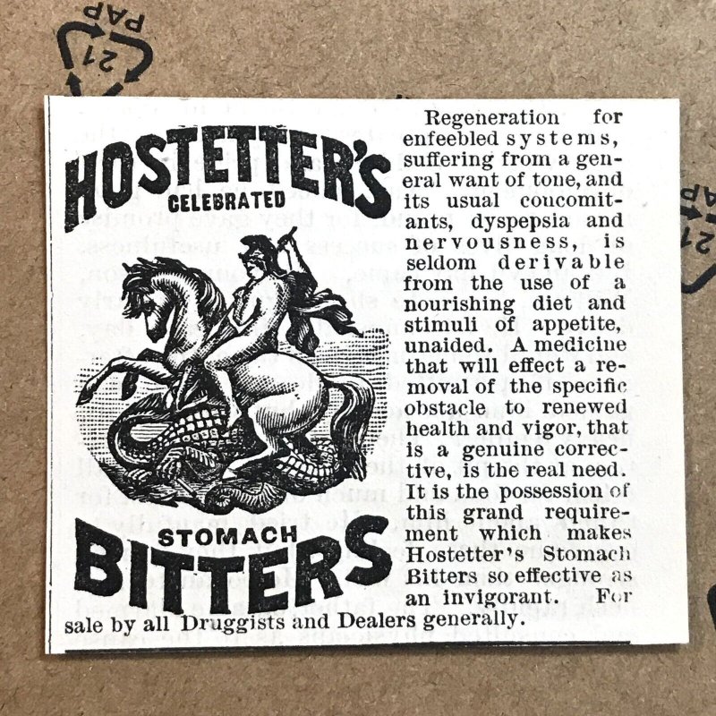 1880's Victorian Print Ad Dragon Horse Hostetter's Bitters / 2V1-93a ...