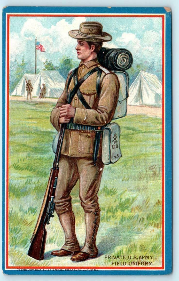 U.S. ARMY PRIVATE Field Uniform 1910s Tuck Educational Series Embossed ...