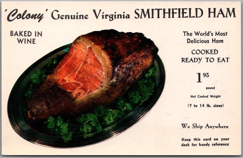 Norfolk, Virginia Advertising Postcard COLONY HAM CO. "Genuine ...