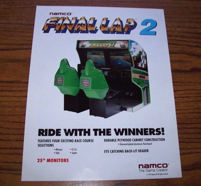 FINAL LAP 2 Video Arcade Game Flyer Promo ATARI Games Original 1991 ...