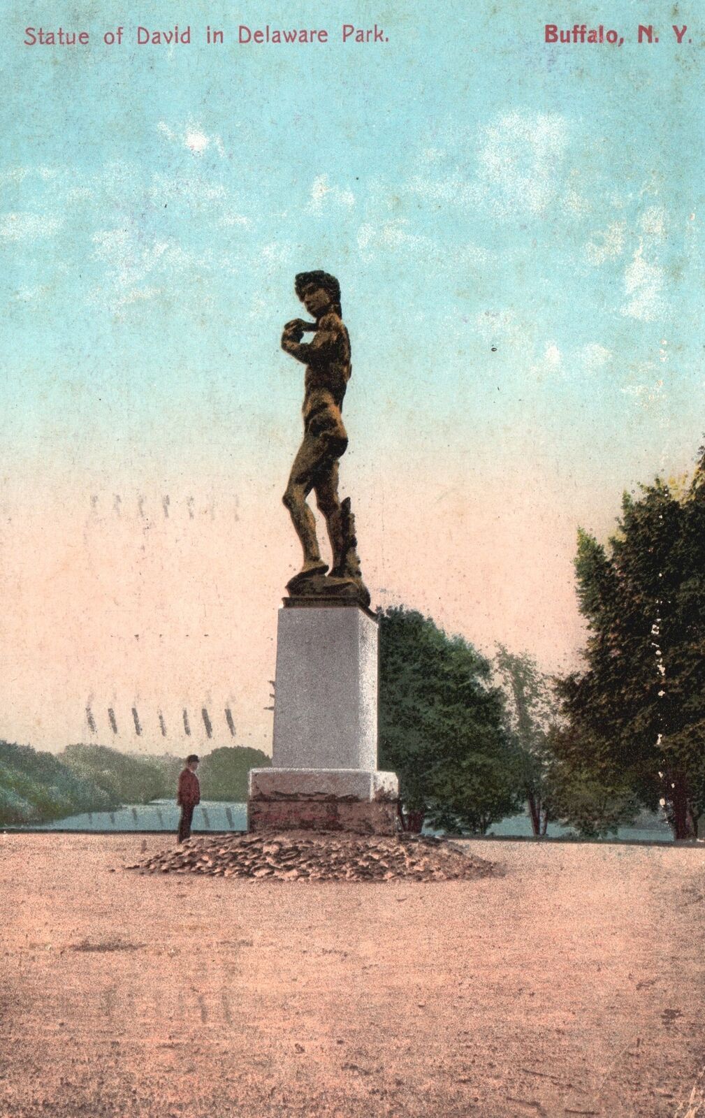 Vintage Postcard 1910's Statue Of David In Delaware Park Buffalo New ...
