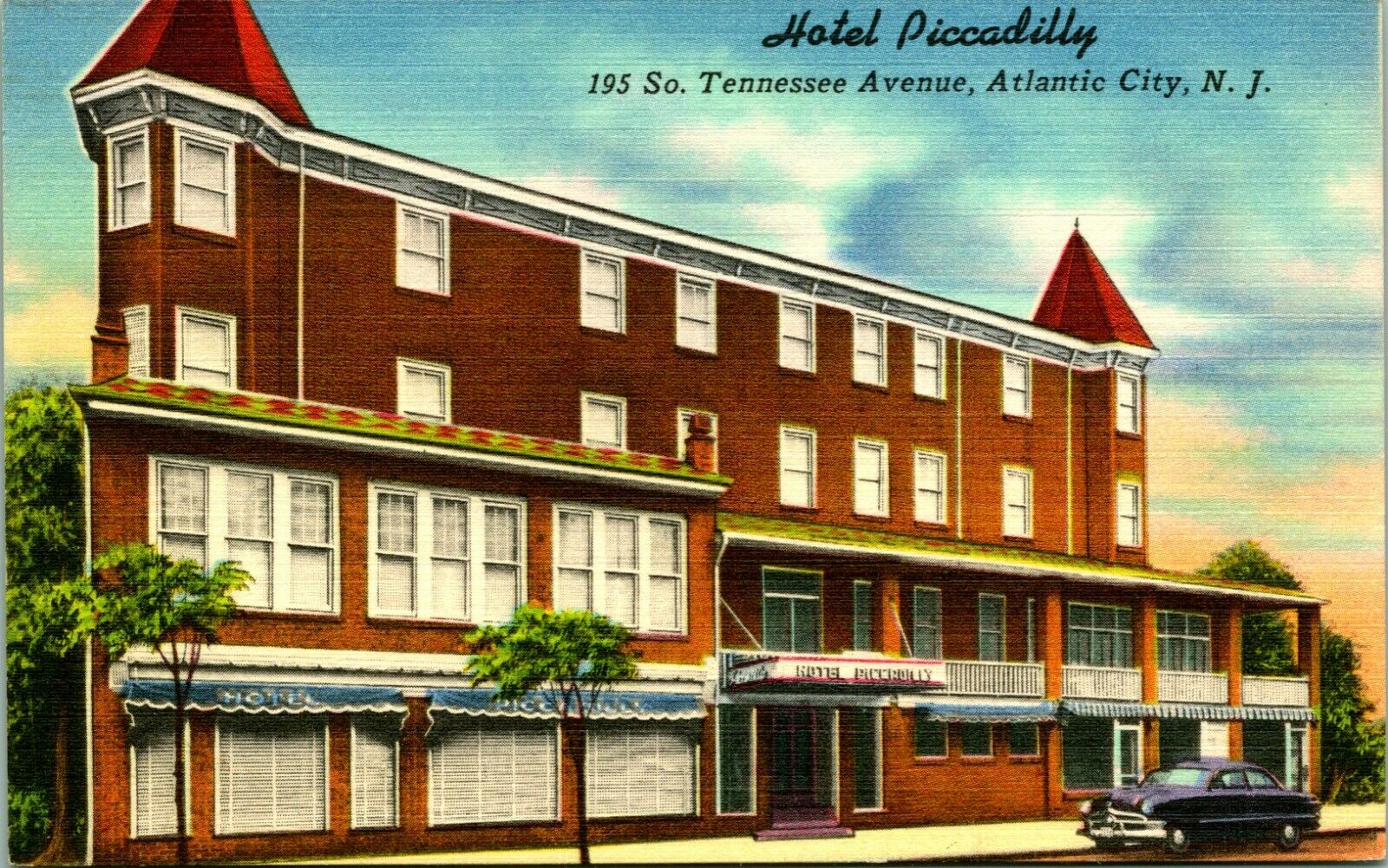 Vtg Leinen Postkarte - Hotel Piccadilly Atlantik Stadt Nj Neu Trikot ...