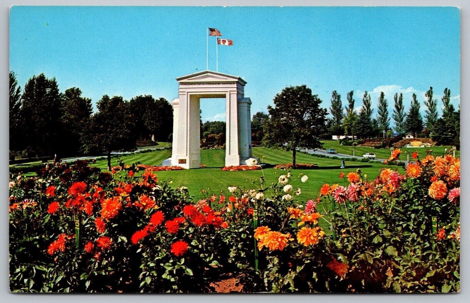 United States Canadian Border International Peace Arch Chrome Postcard ...