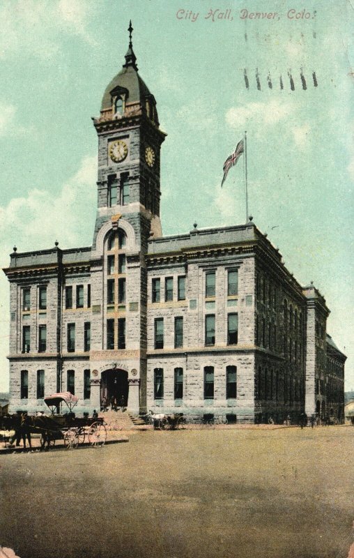 Vintage Postcard 1910's City Hall Government Building Denver Colorado ...