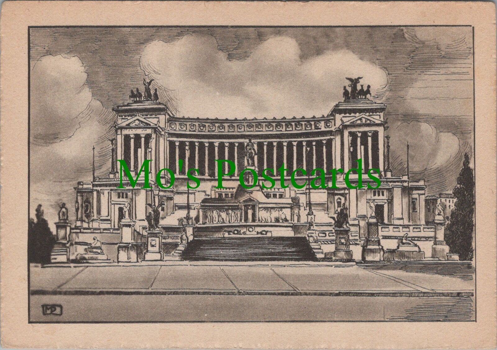 Italy Postcard - Rome / Roma -Monumento a Vittorio - Pencil Sketch ...