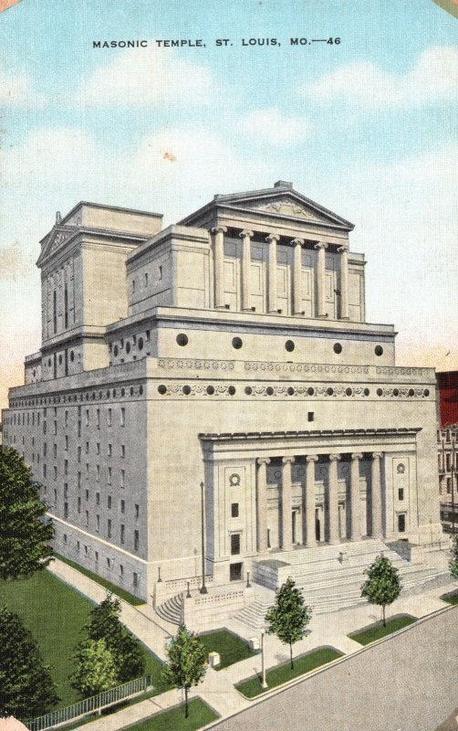 Vintage Postcard Masonic Temple Building Structure Sightseeing St Louis ...