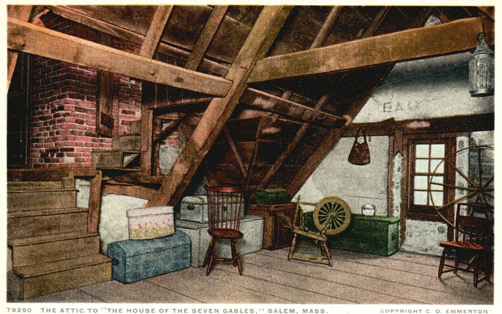 Vintage Postcard 1920's The Attic House Of The Seven Gables Salem ...