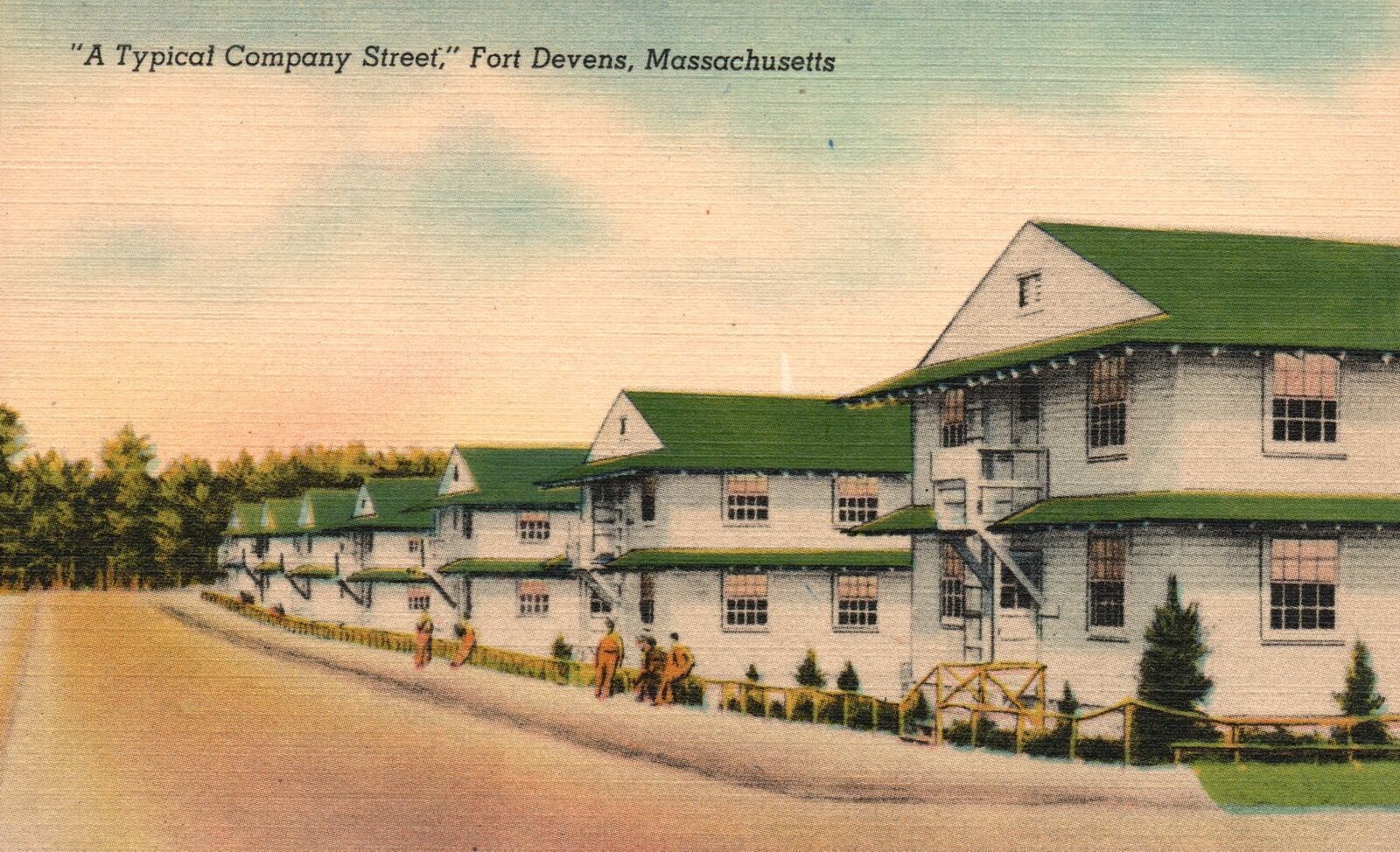 Vintage Postcard 1930's A Typical Company Street Fort Devens ...