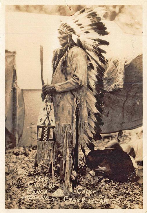 Chief Crazy Bear "Big Chief Of Ponca Indians" Real Photo Postcard ...
